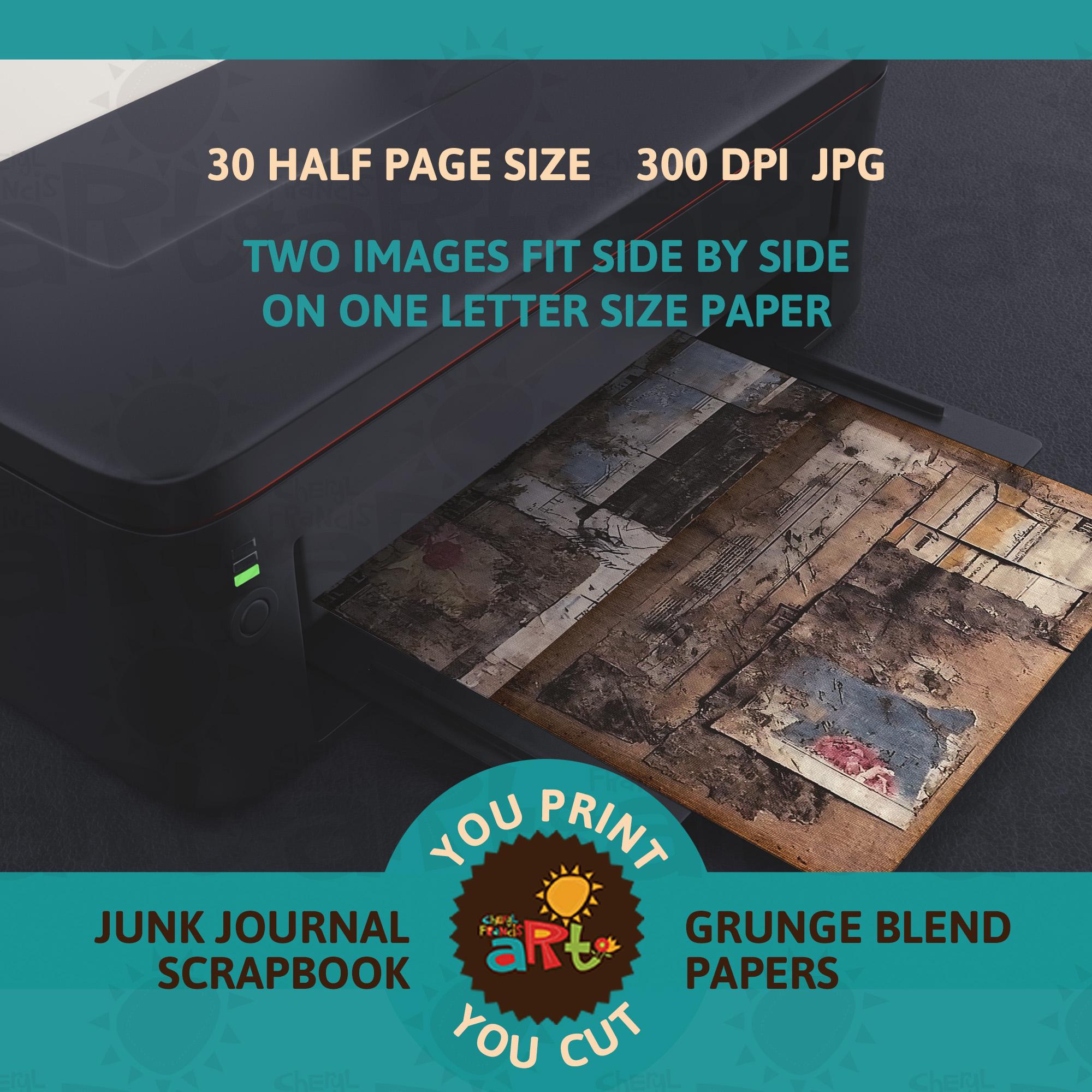 Grungy Blend of Brown Collage Printable Junk Journal Half Paper ...