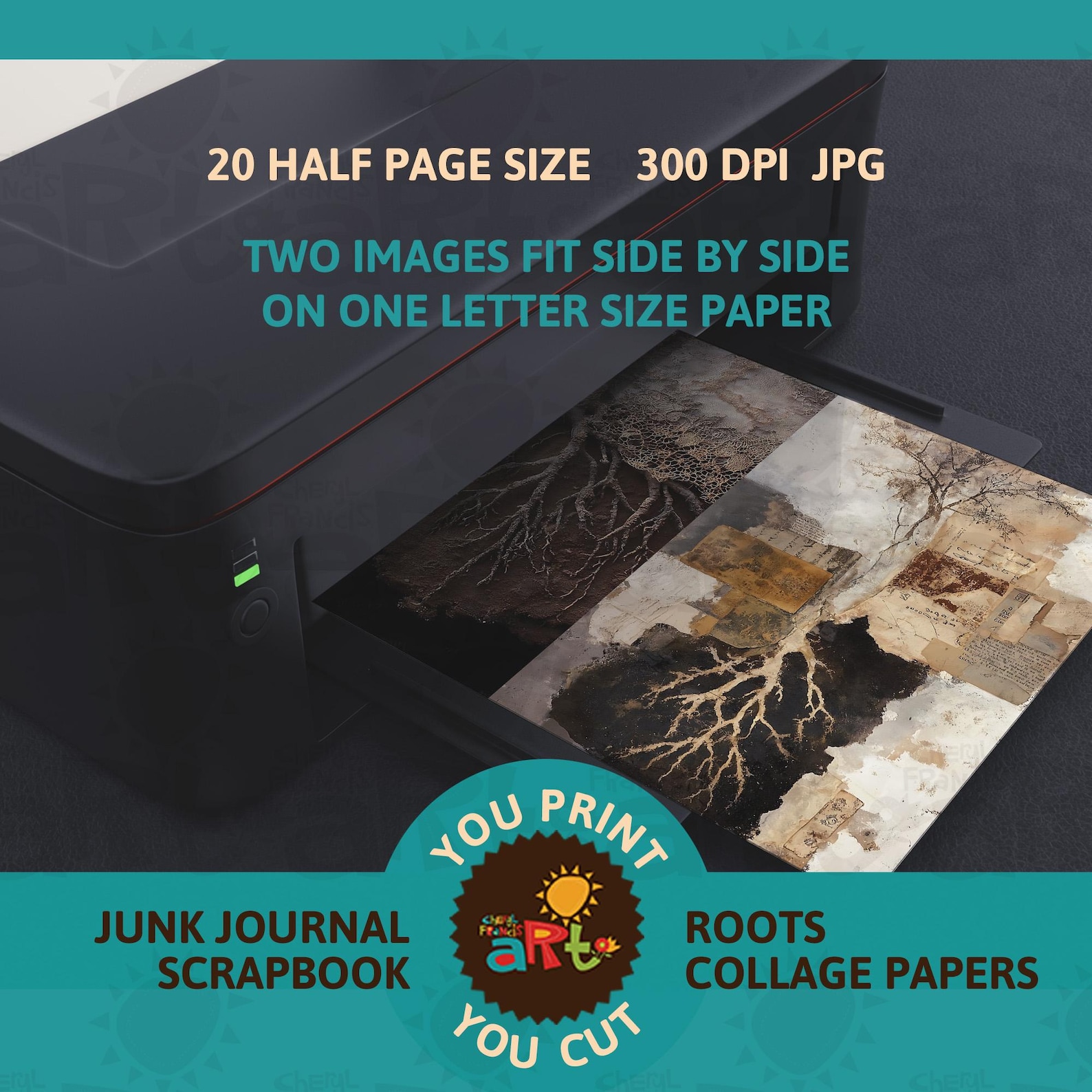 Deep Roots Stylized Organic Tree Collage Printable Nature Junk Journal ...