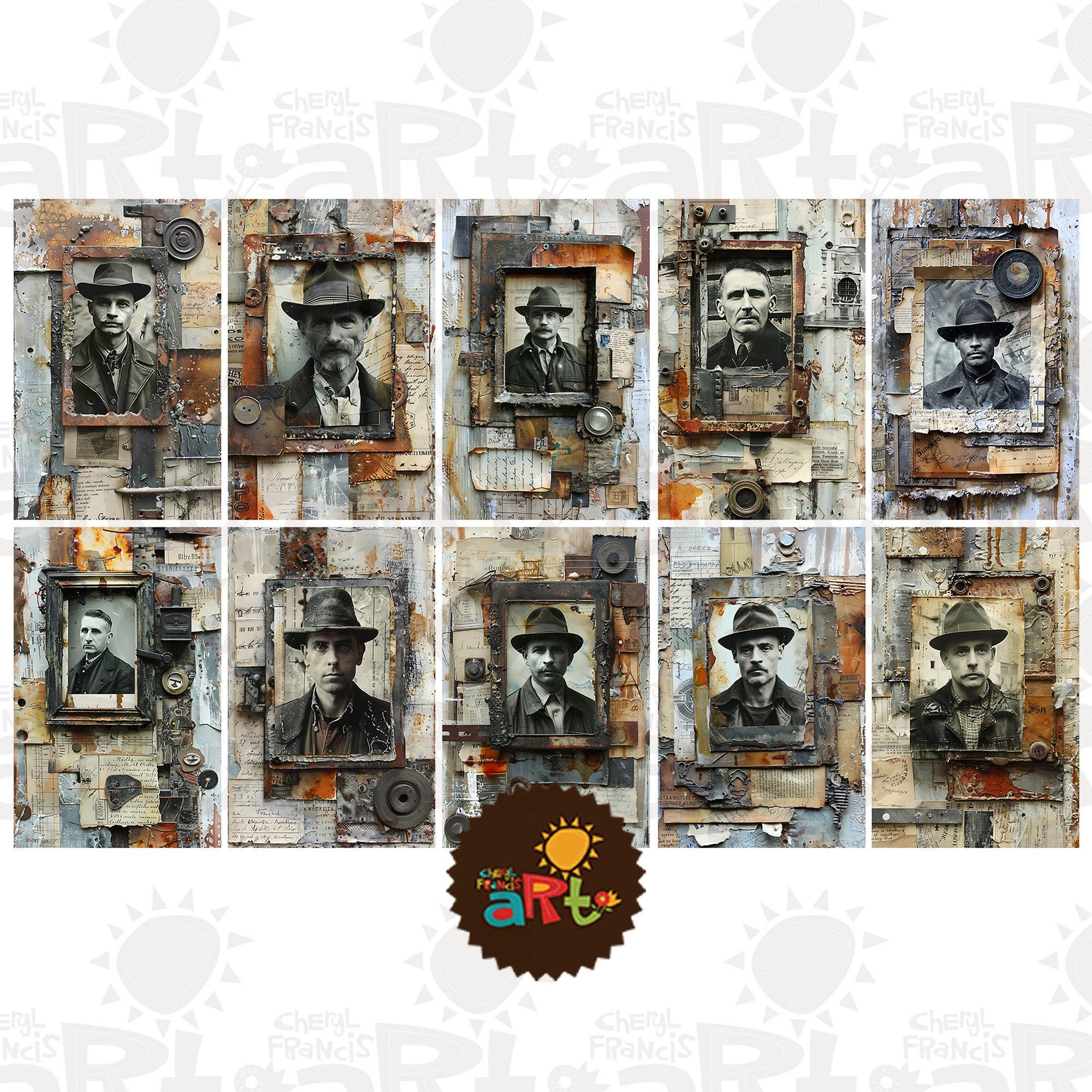 Assemblage of Manly Man Collage Portrait Junk Journal Half Page ...