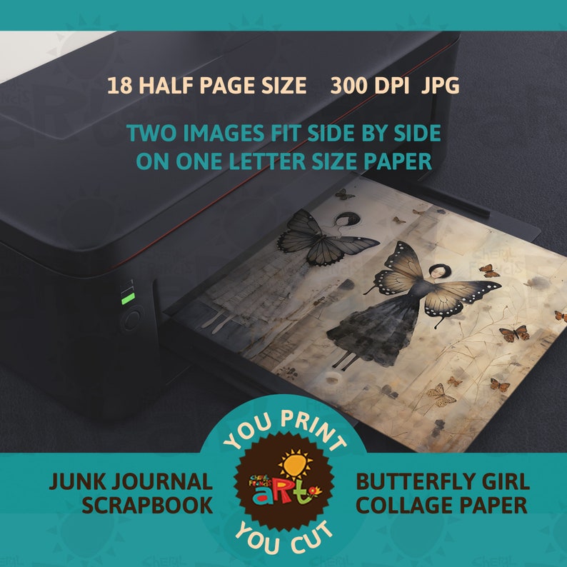Metamorphosis Butterfly Girl Printable Junk Journal Half Paper ...