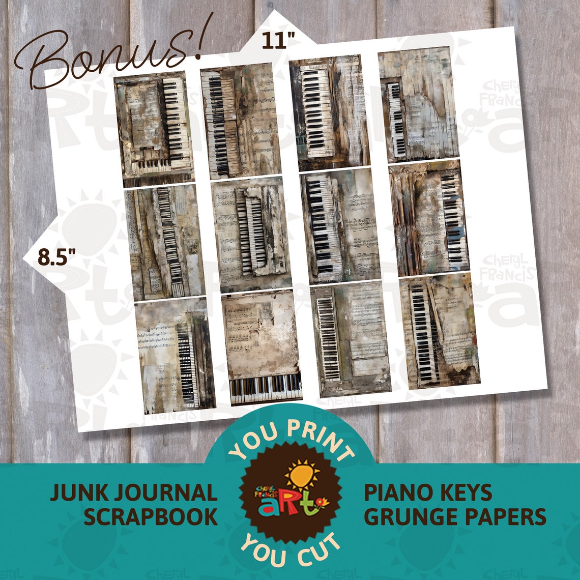 Rustic Piano Music Collage Printable Junk Journal Half Papers - Etsy