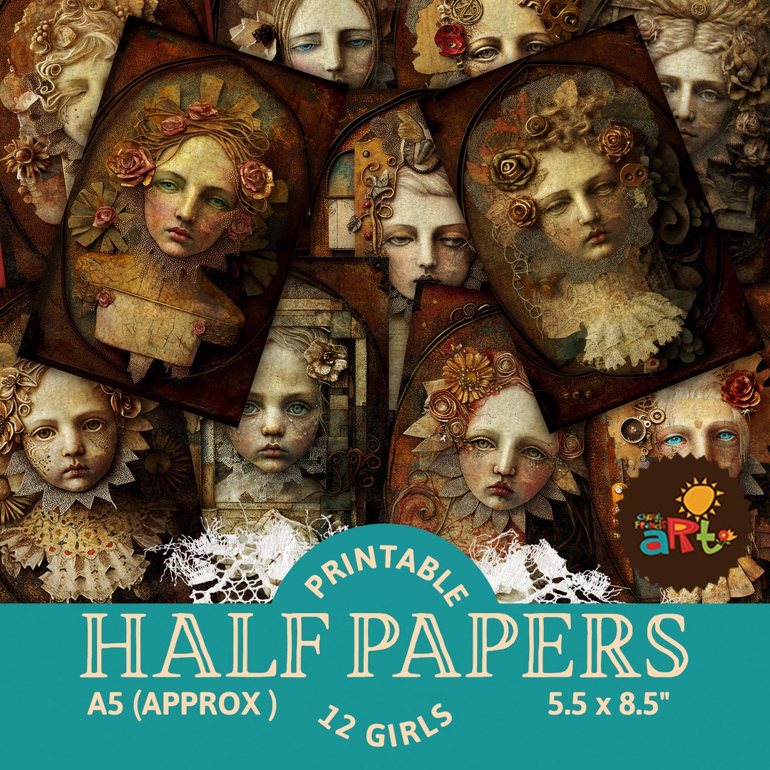 Assemblage Girls Collection 3, Printable Junk Journal Half Papers - Etsy