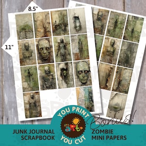Zombie Scraps and Background Collage Printable Junk Journal Half Papers ...