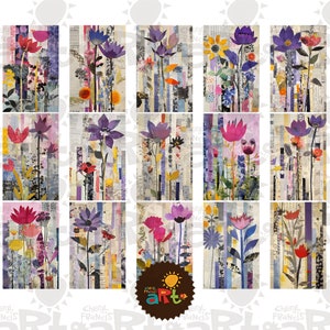 Paper Flowers Mixed Media Collage Printable Junk Journal Half Papers ...