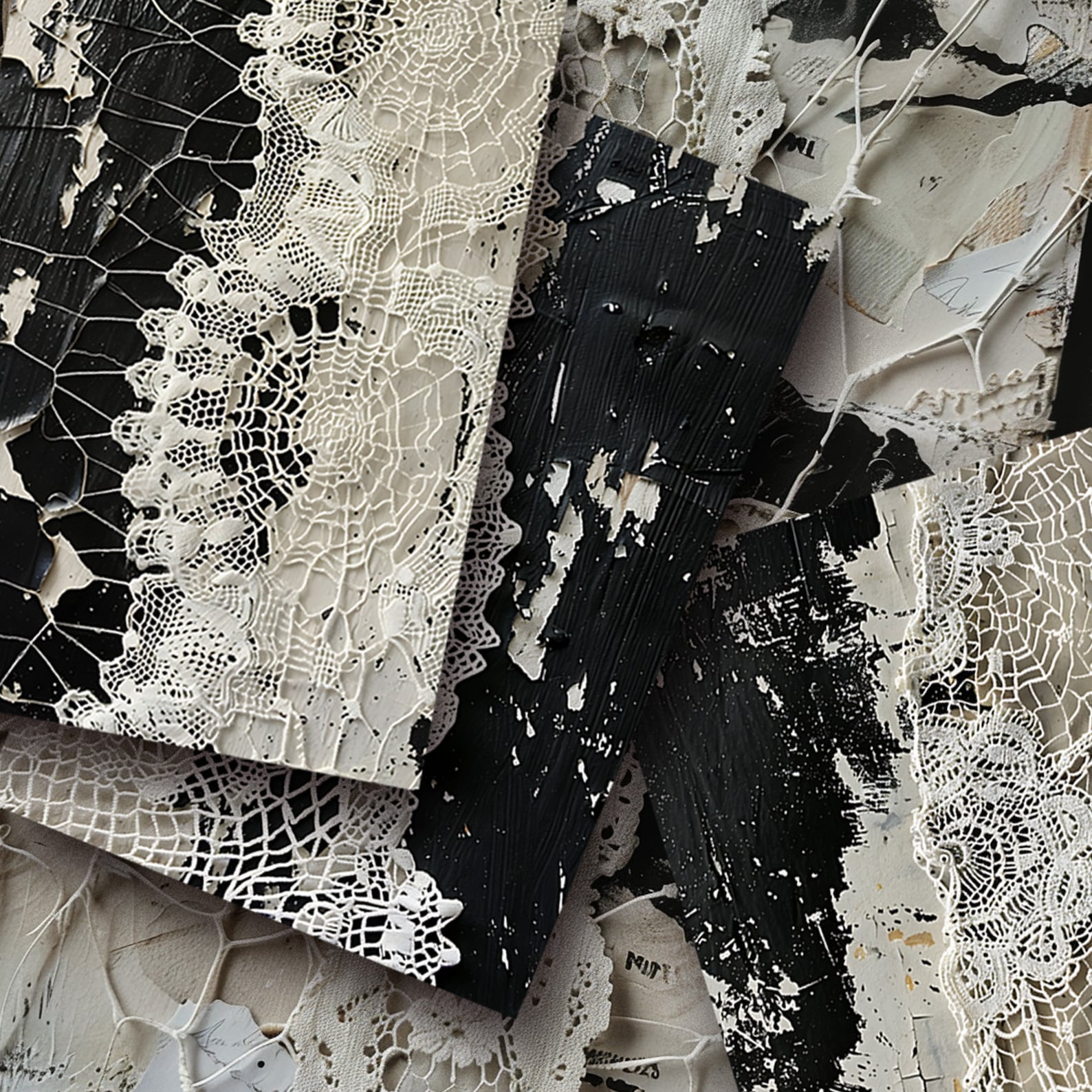 Plaster and Paint Messy Lace Collage Printable Junk Journal Half Paper ...