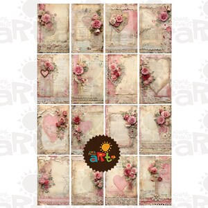 Sweet Pink Floral Shabby Heart Scrap Collage Printable Junk Journal ...