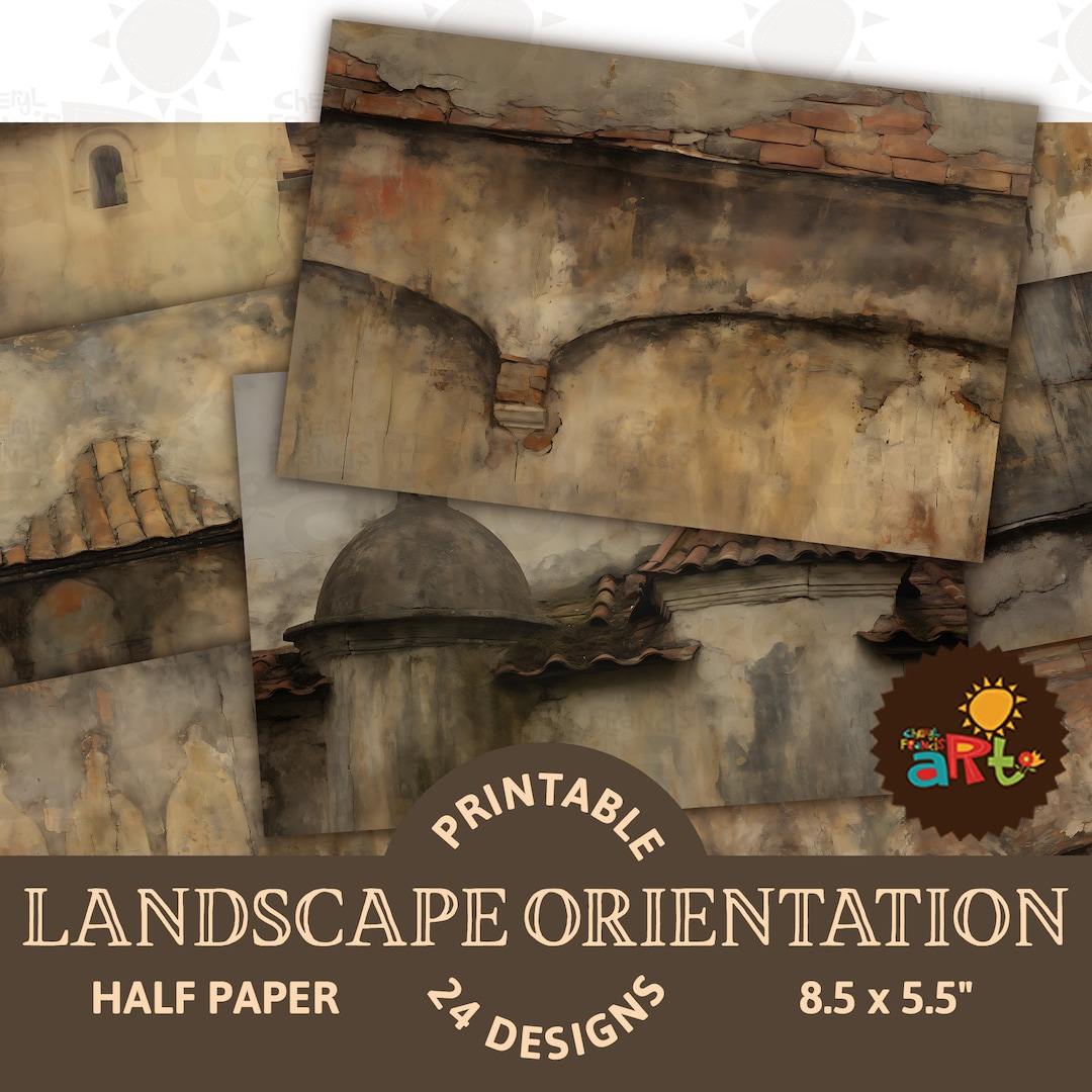 Medieval Architectural Eave Collage Printable Junk Journal Horizontal ...