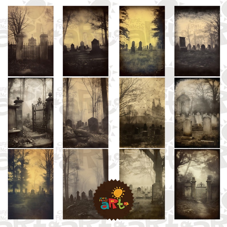 Eerie Cemetery, Graveyard: Early Photography Style Printable Junk ...