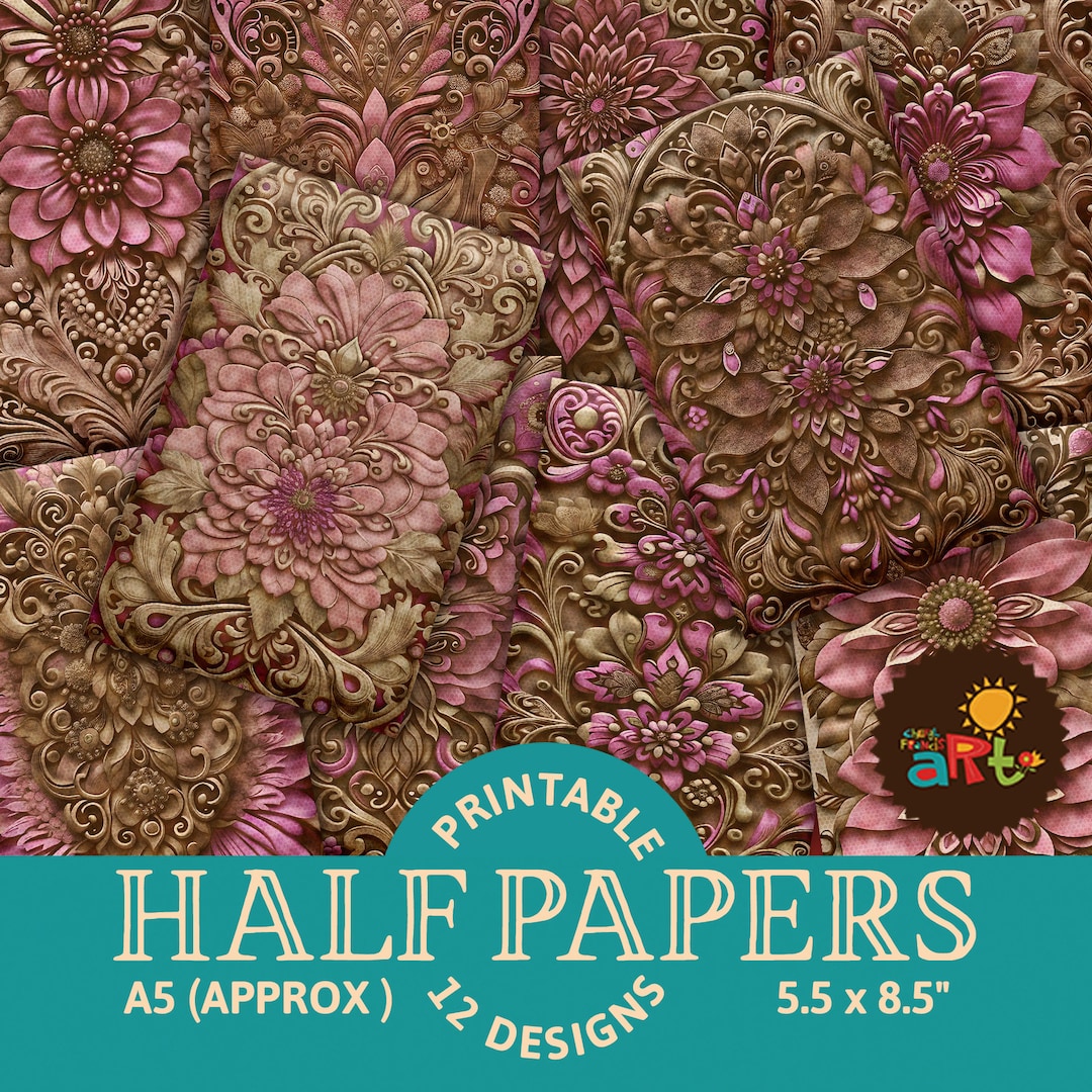 Ornate Victorian Floral Papers, Steampunk, Printable Junk Journal Half ...