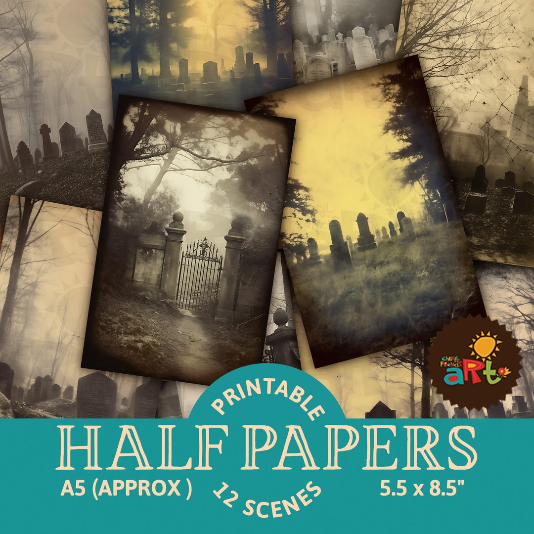 Eerie Cemetery, Graveyard: Early Photography Style Printable Junk ...