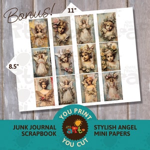 Stylish Angels Paper Collage Printable Junk Journal Half Papers ...