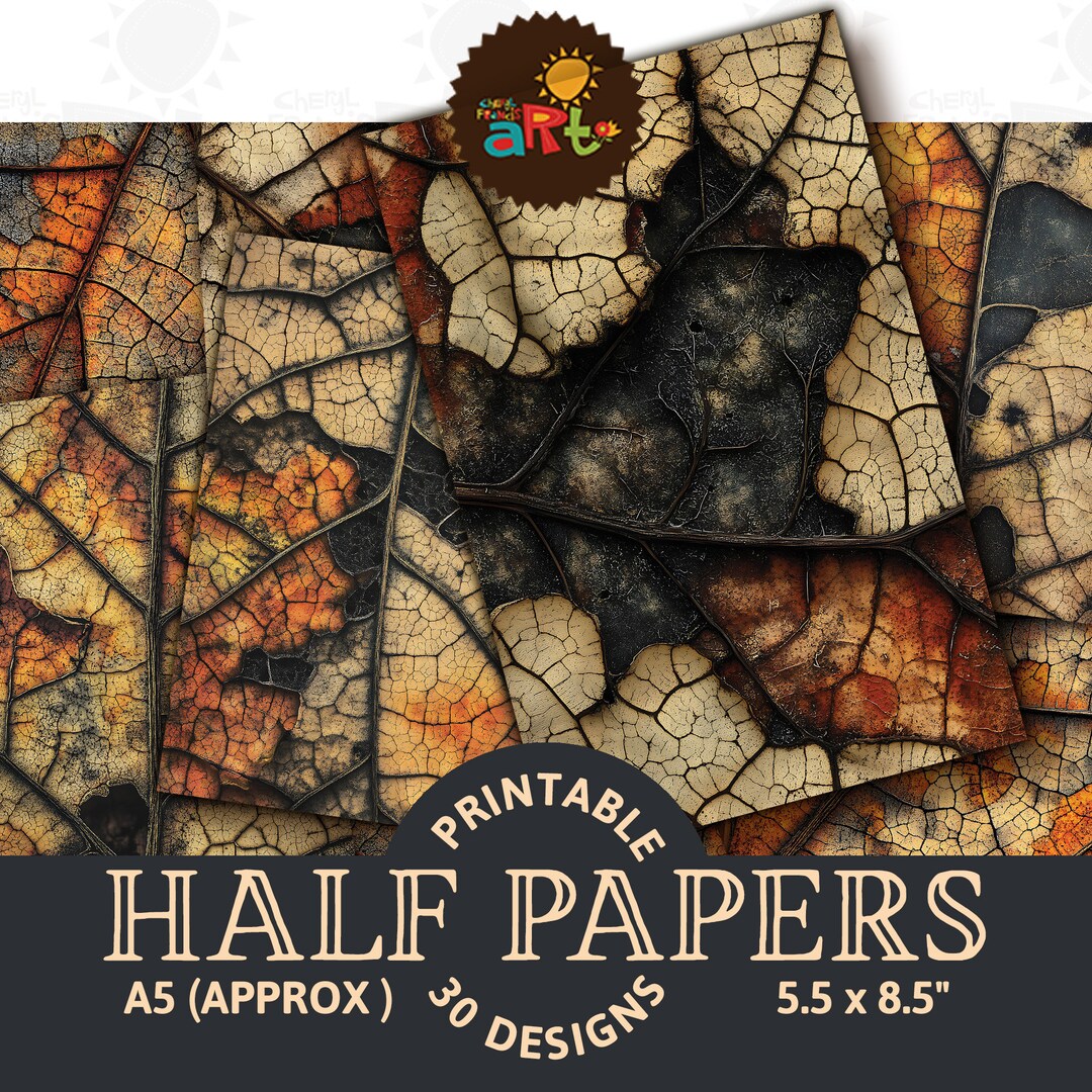 Halloween Decay Leaf Vein Printable Junk Journal Half Paper Ephemera ...