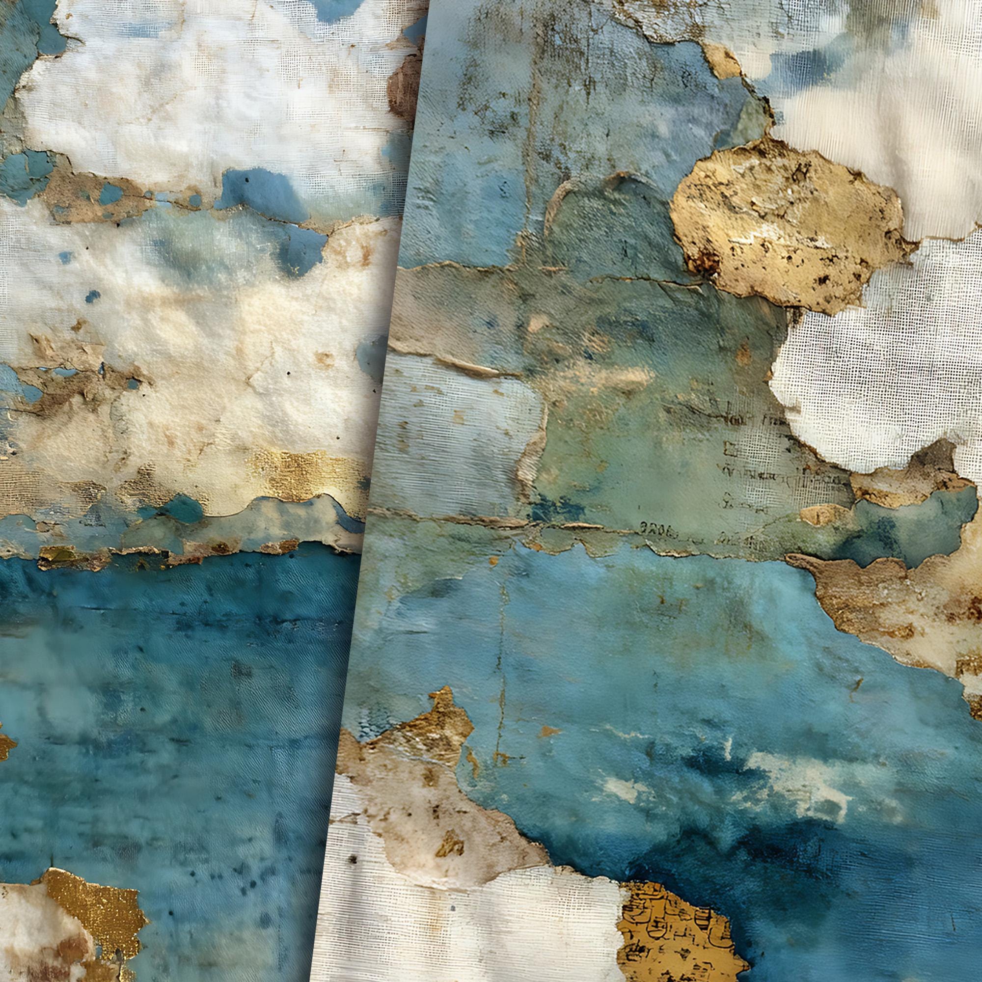 Linen Watercolor Gold Junk Journal Pages: Collage Art (digital Download ...