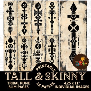Ancient Tribal Runes Light Printable Tall Slim Junk Journal Papers for ...