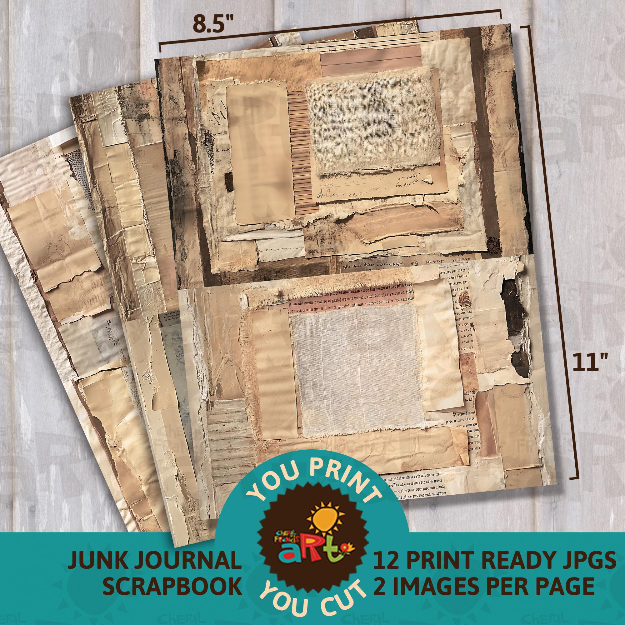 Layered Ephemera Collage Printable Junk Journal Horizontal Half Paper ...