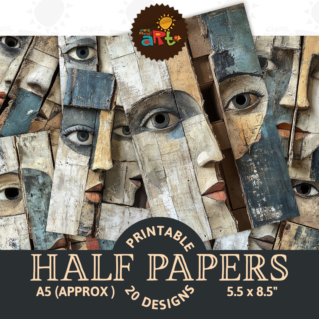 Dimensional Mixed Media Assemblage Portrait Printable Ephemera Collage ...