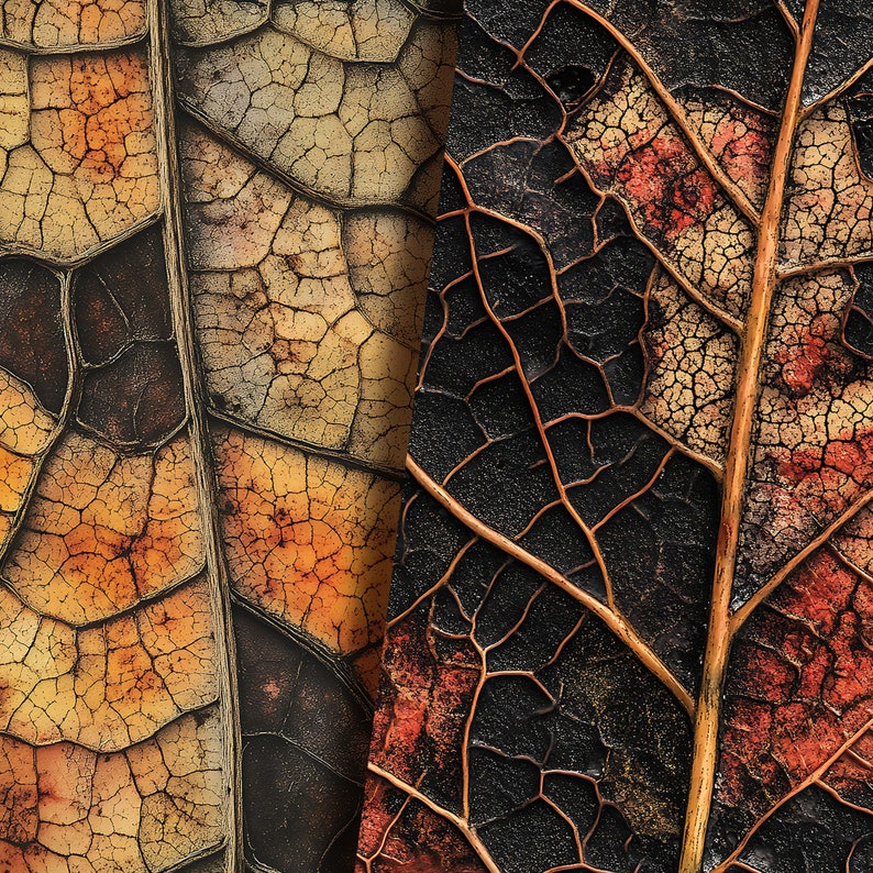 Halloween Decay Leaf Vein Printable Junk Journal Half Paper Ephemera ...