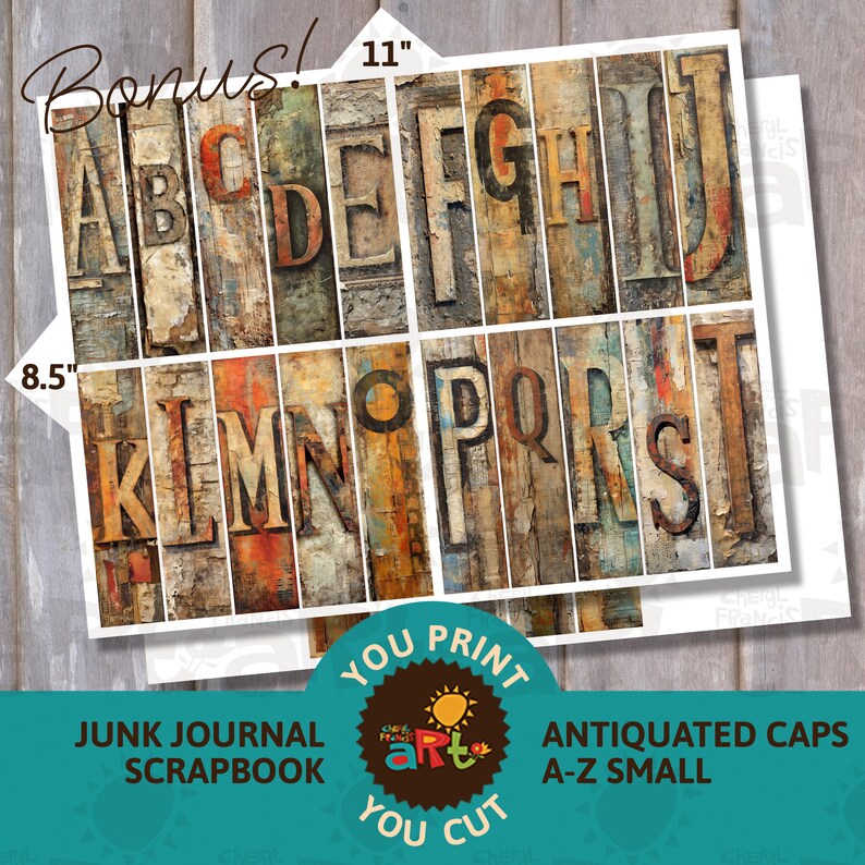 All Caps Antique Signage Page Decoration, Style D, Junk Journal ...