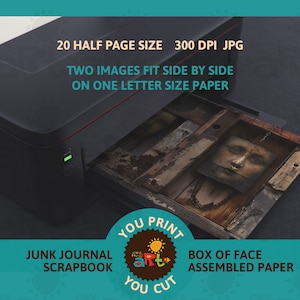 Face Assemblage in a Box Collage Printable Junk Journal Half Papers ...