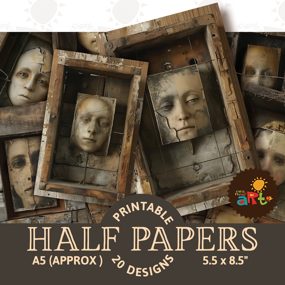 Face Assemblage in a Box Collage Printable Junk Journal Half Papers ...