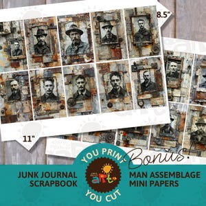 Assemblage of Manly Man Collage Portrait Junk Journal Half Page ...