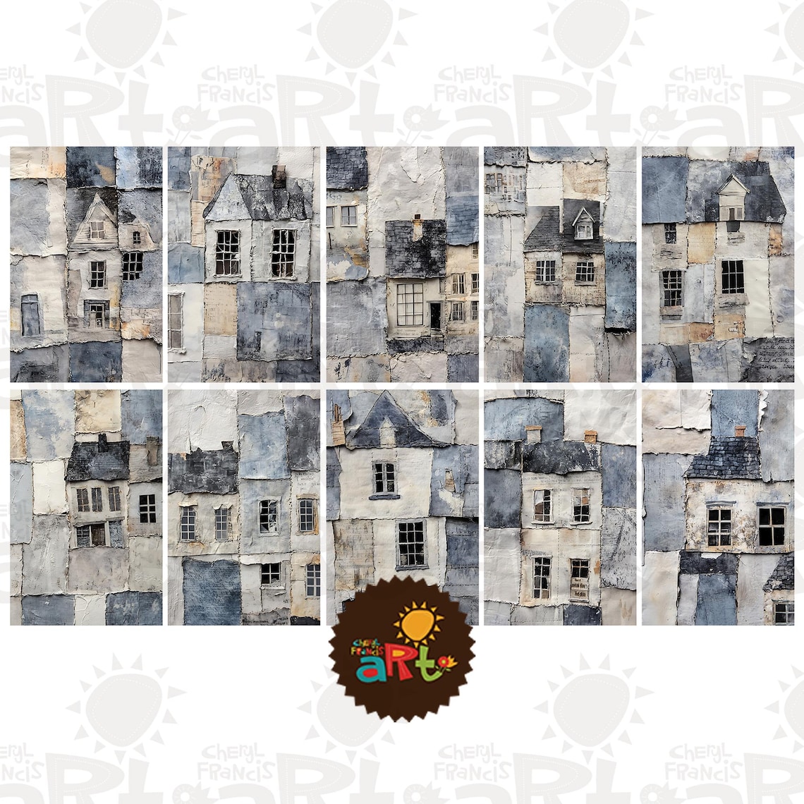 Patch Paper House Muted Color Collage Printable Junk Journal Half Paper ...
