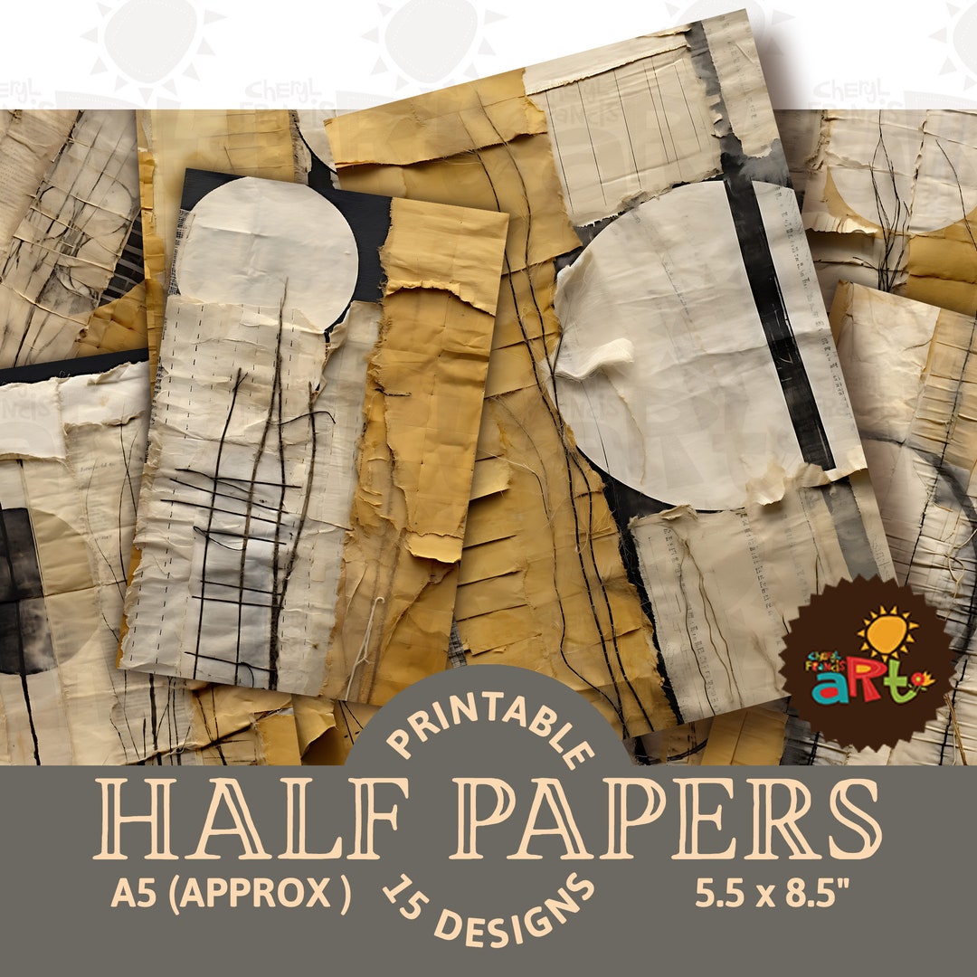 Papery Rustic Moon, Printable Junk Journal Half Papers, Scrapbook, Arts ...