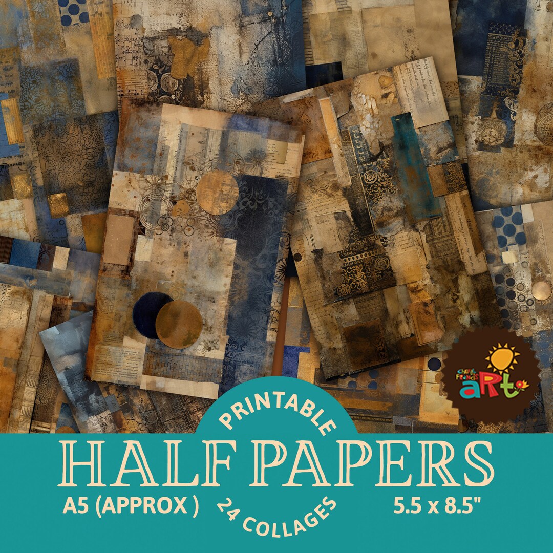 Just Scraps Blue Collage Printable Junk Journal Half Papers, Decorative ...