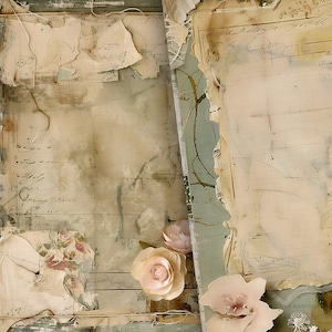 Scrap Paper Frame Junk Journal Half Page Printable Floral Collage ...