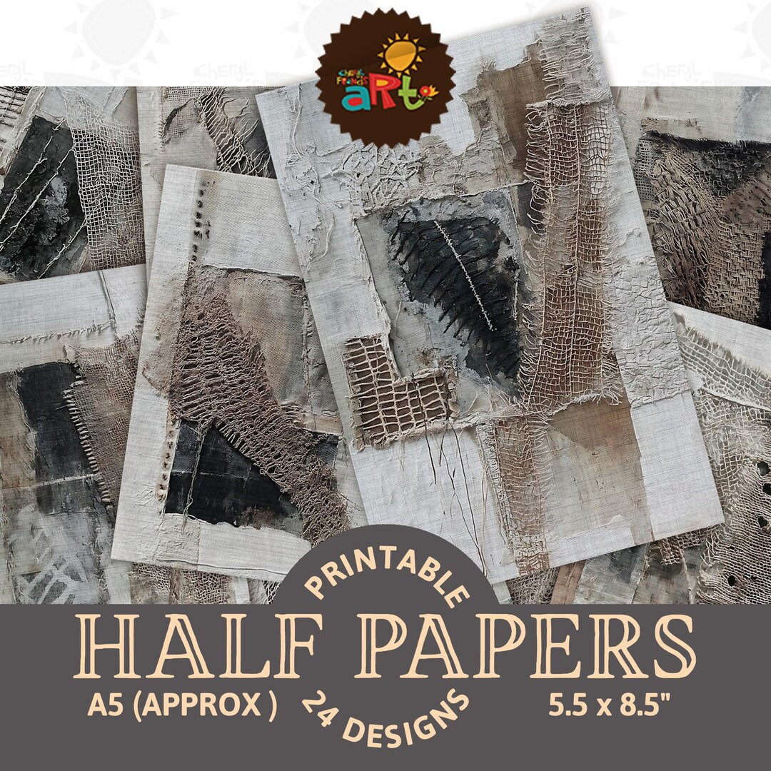 Crude Worn Remnant Collage Junk Journal Half Paper Printable Background ...
