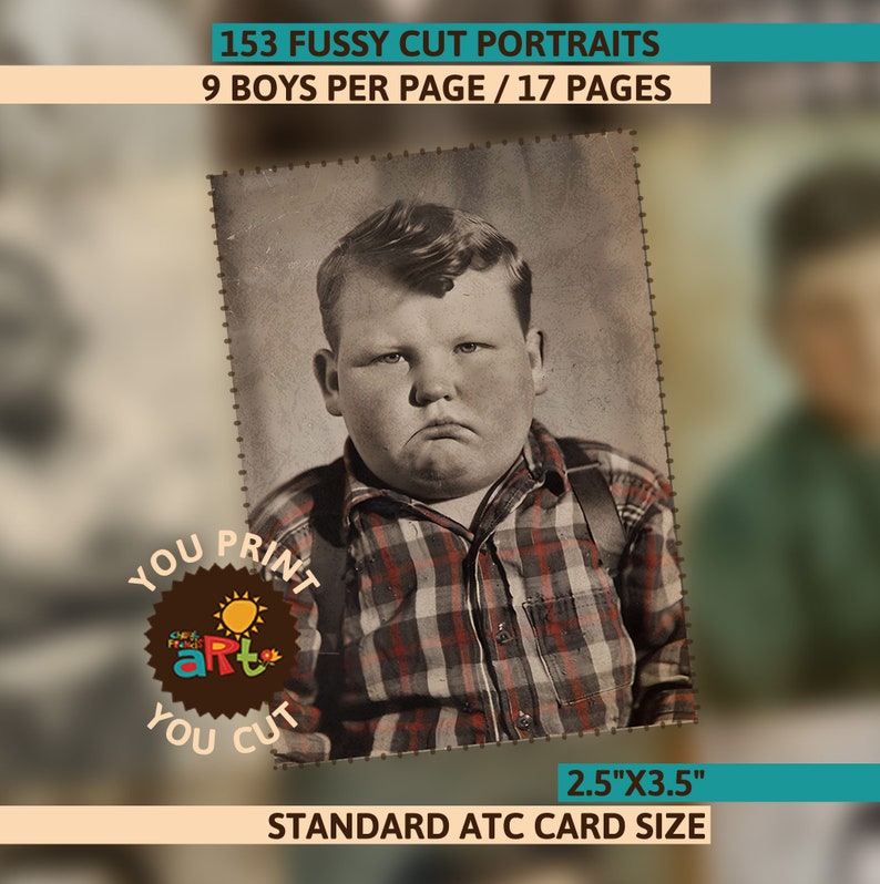Vintage Portraits of Boys Printable Junk Journal Fussy Cut Papers 153 ...