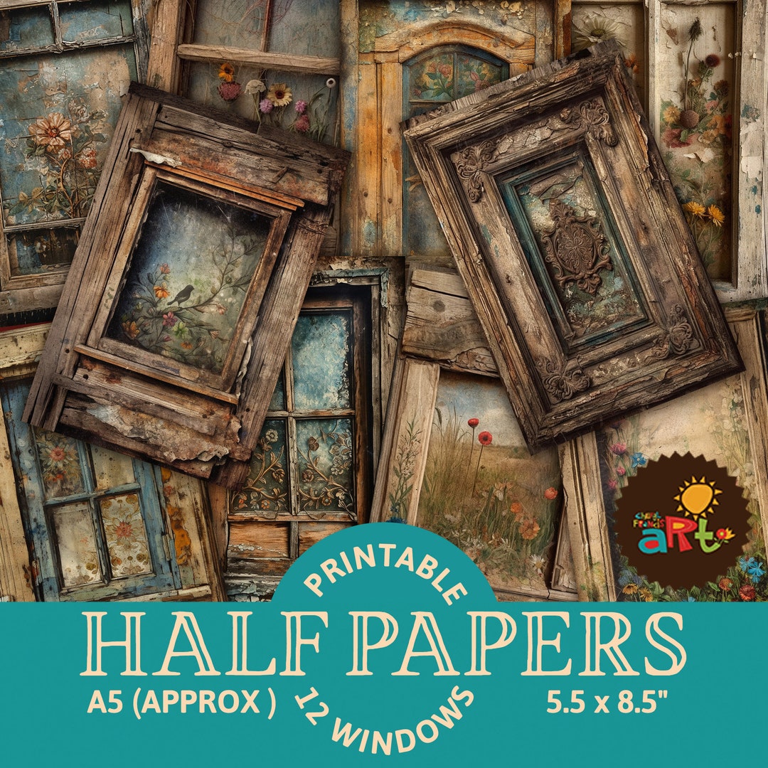 Rustic Farmhouse Window, Printable Junk Journal Half Papers - Etsy