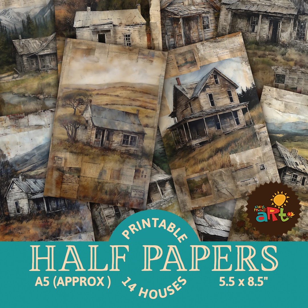 Rural Home on a Mountain Printable Junk Journal Half Papers, Scrapbook ...