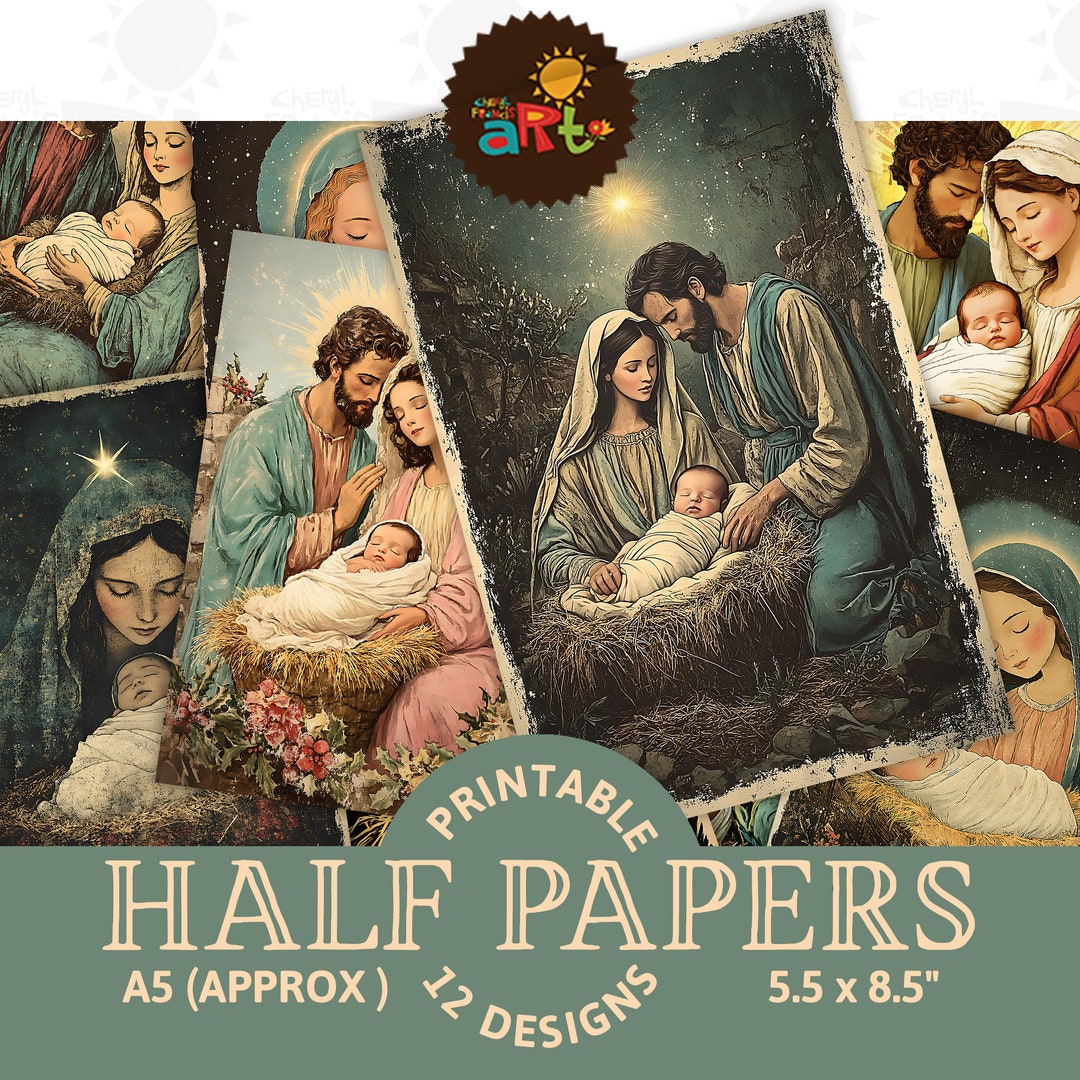 Baby Jesus Mary and Joseph Christmas Nativity Manger Scene Printable ...