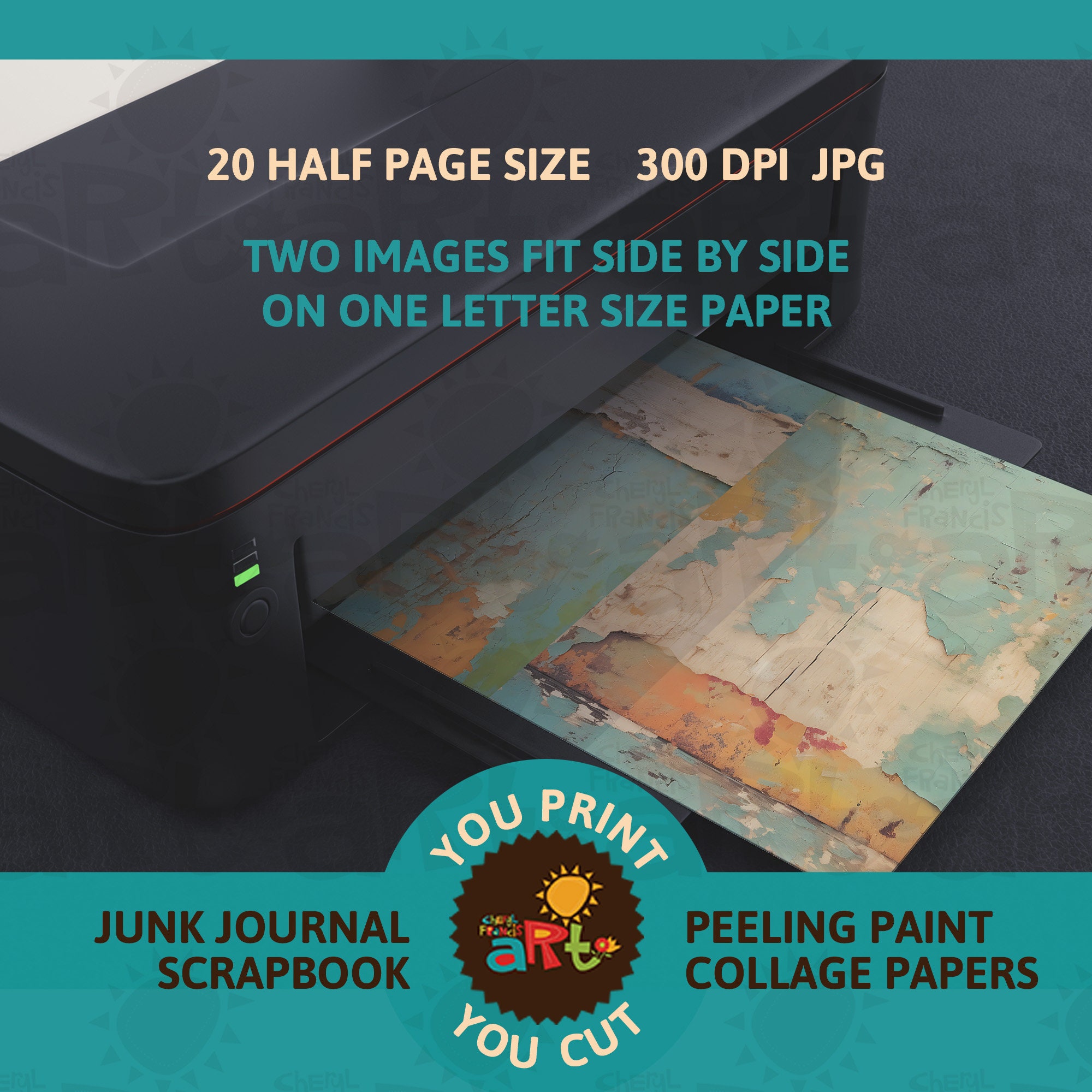 Aging Paint Vintage Spring Color Junk Journal Half Page Printable ...