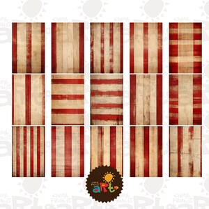 Distressed Red and White Stripes Printable Junk Journal Half Papers ...