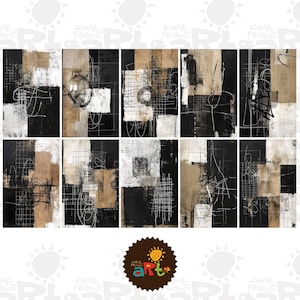 Printable Junk Journal Half Papers, Black White Quick Marks Collage ...
