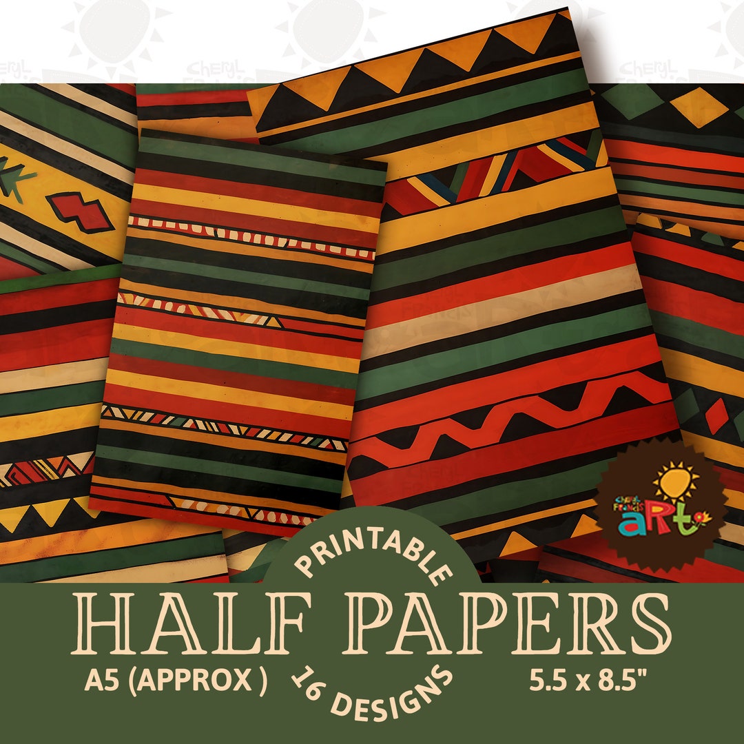 Black History Painted Native Pattern Printable Junk Journal Half Papers ...