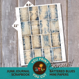 Battered Blues Scrap Collage Printable Junk Journal Half Paper ...