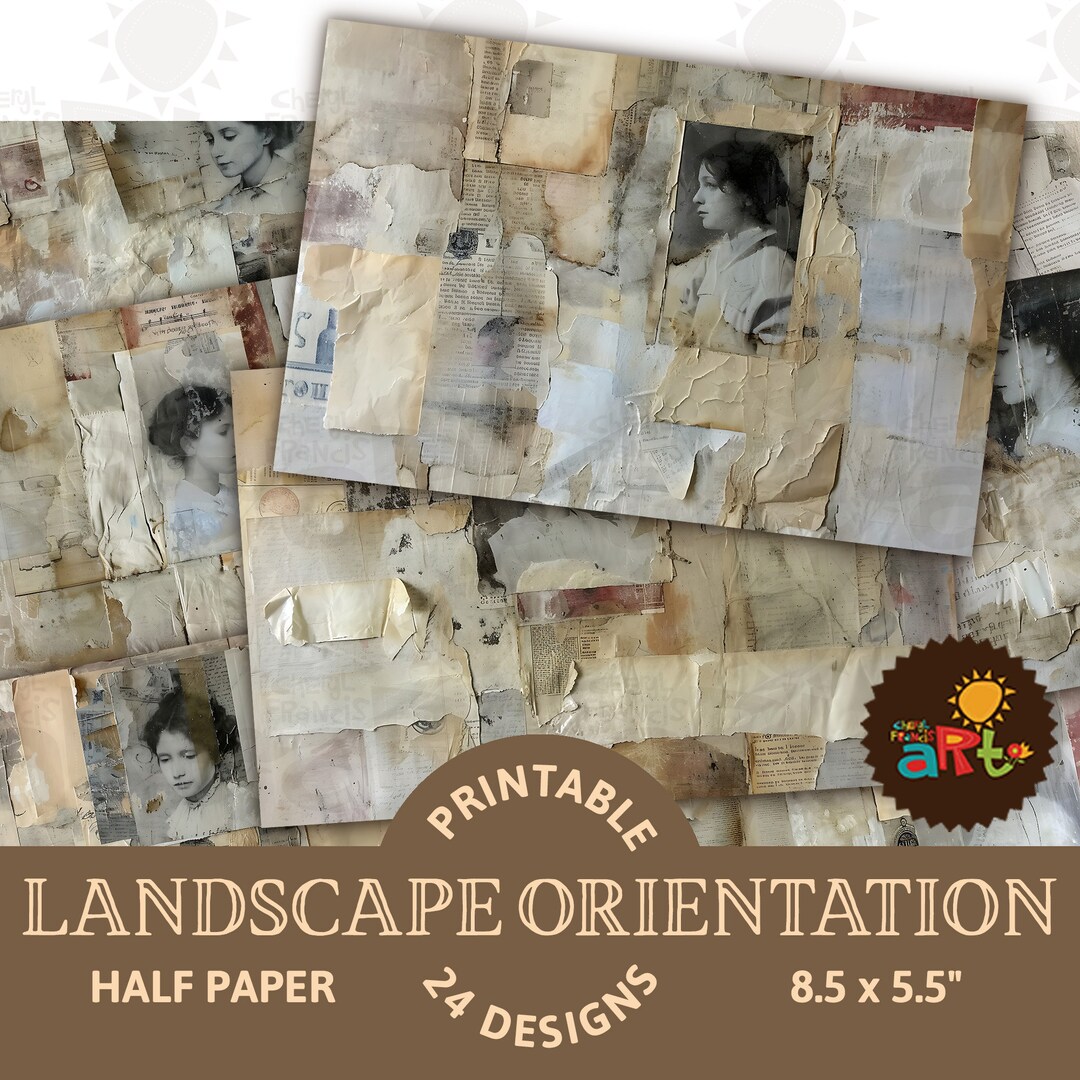 Girl Portrait on Scrap Collage Ephemera Printable Junk Journal ...