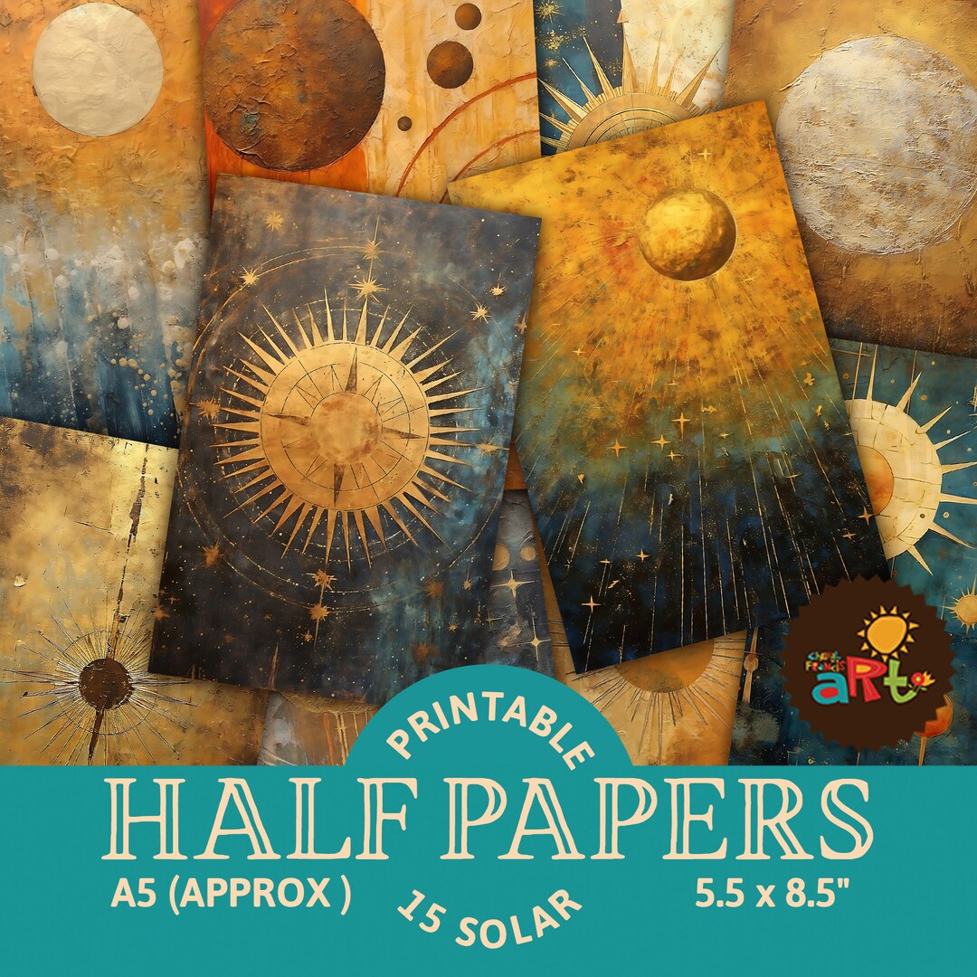 Celestial Sun Printable Junk Journal Half Papers - Etsy