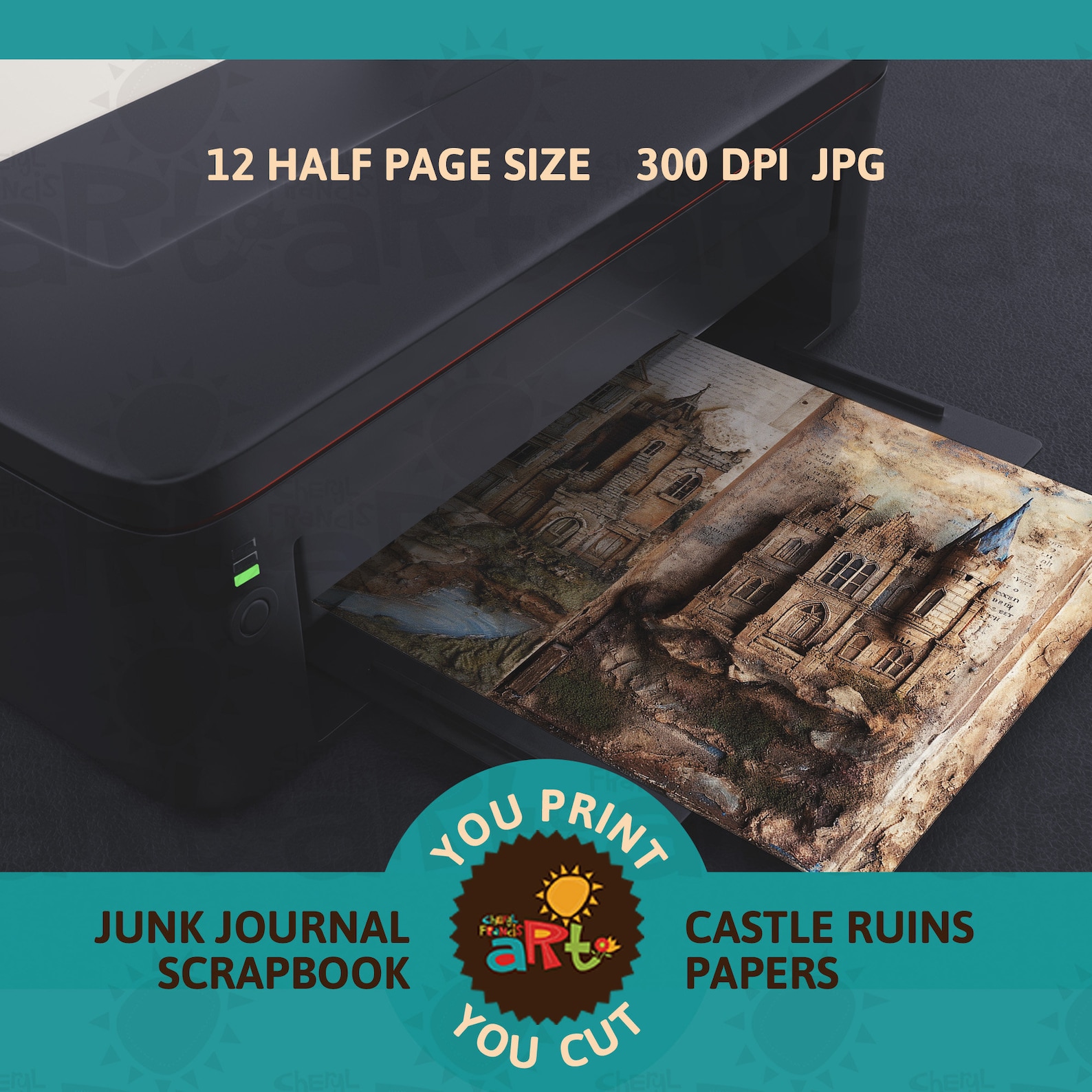 Castle Ruins Junk Journal Printable Half Papers, Journal Scrapbook ...