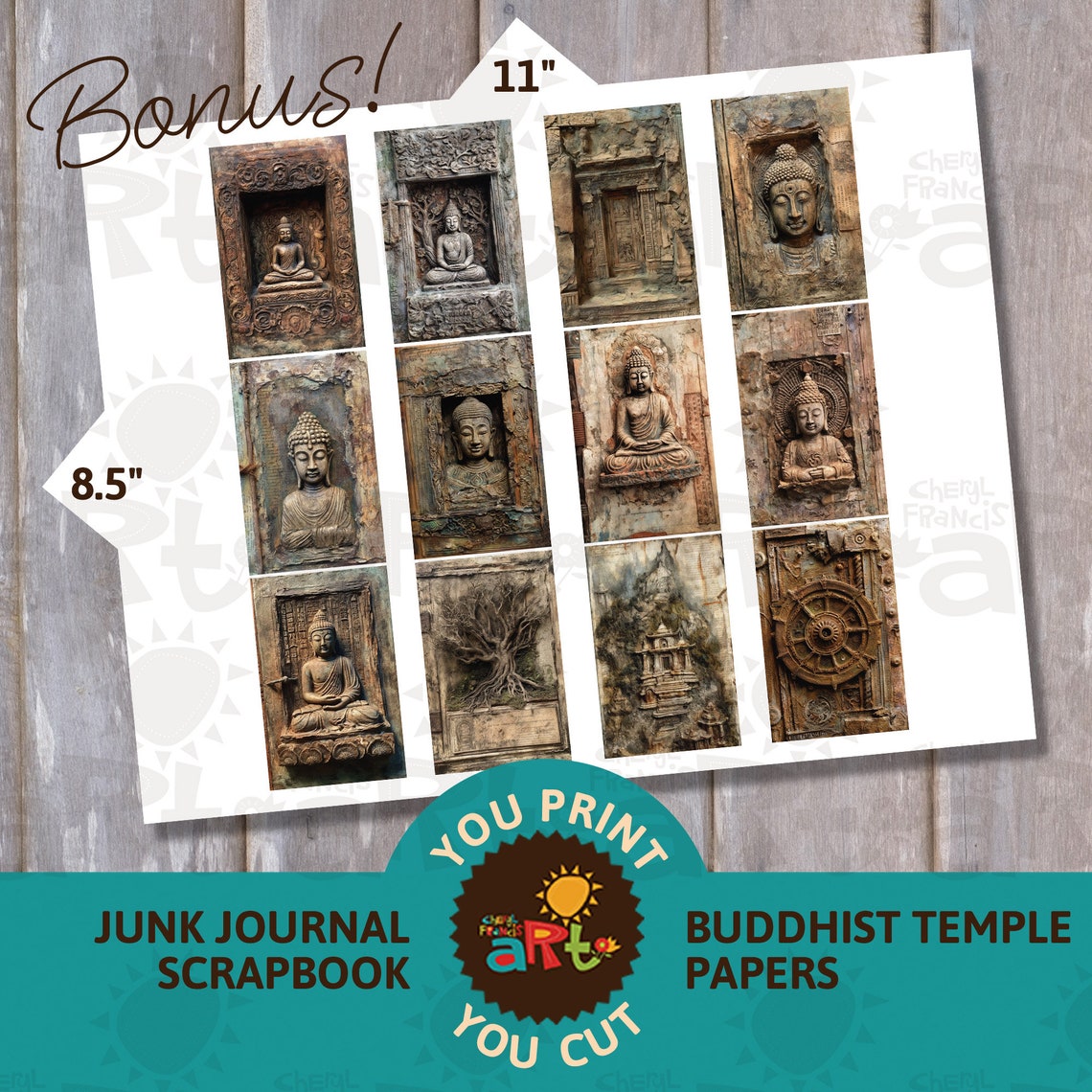 Buddhist Jungle Temple Junk Journal Rustic Printable Half Papers ...