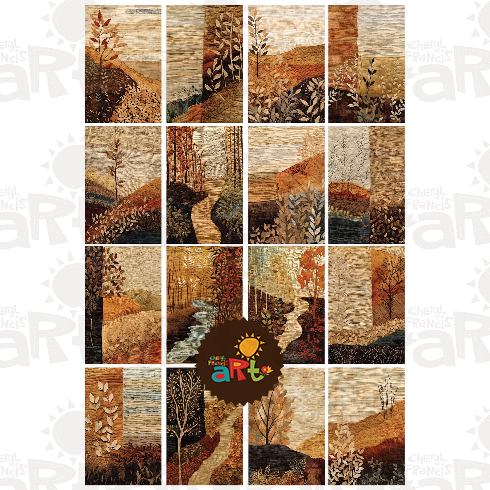Nature Trail Path Fiber Art Mixed Textiles Paper Collage Printable Junk ...