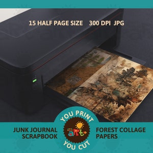 Woodsy Forest Paper Collage Printable Junk Journal Half Papers - Etsy