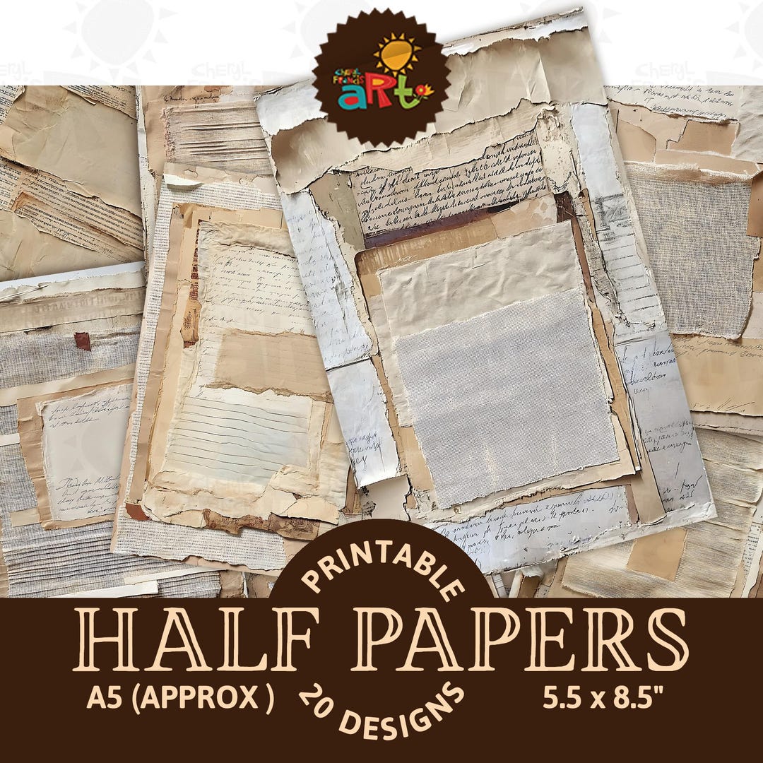 Layers of Old Papers and Fabric Printable Junk Journal Half Paper ...