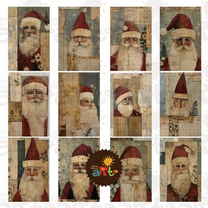 Santa Face Collage Ephemera Printable Junk Journal Half Paper ...