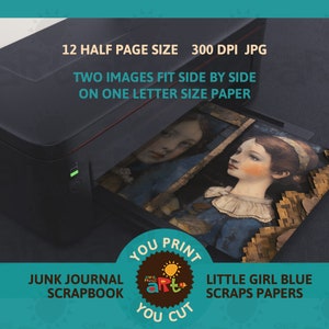 Little Girl Blue Paper Collage Printable Junk Journal Half Papers ...