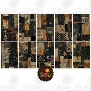 Black Scrap With Dots Collage Junk Journal Half Page Printable ...