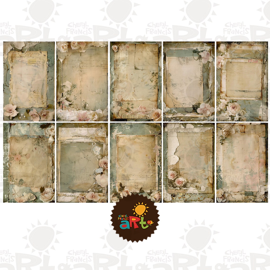 Scrap Paper Frame Junk Journal Half Page Printable Floral Collage ...
